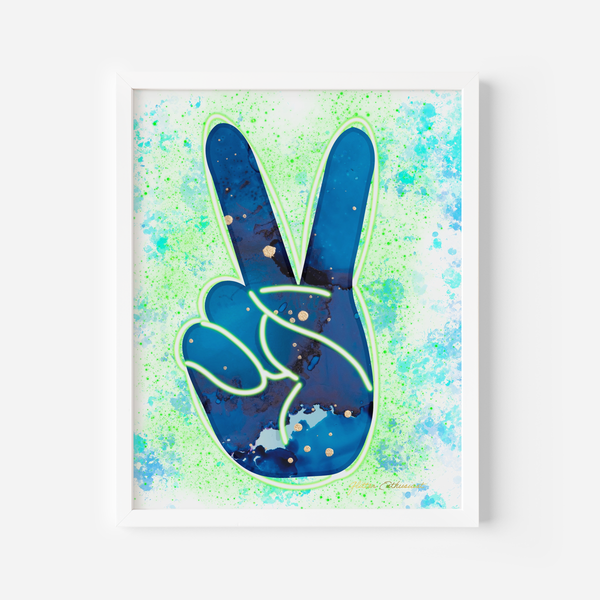 Peace Out Print - Blue/Green - Glitter Enthusiast