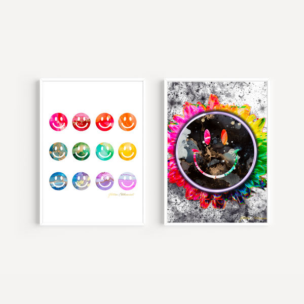 Splatter Smiley Print - Glitter Enthusiast
